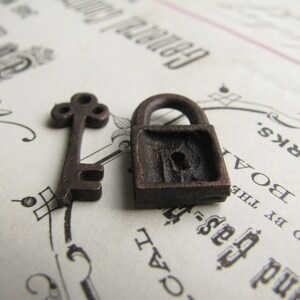 Small, Rustic, Weathered Jewelry Box Lock and Key Charm Sets, Aged ...