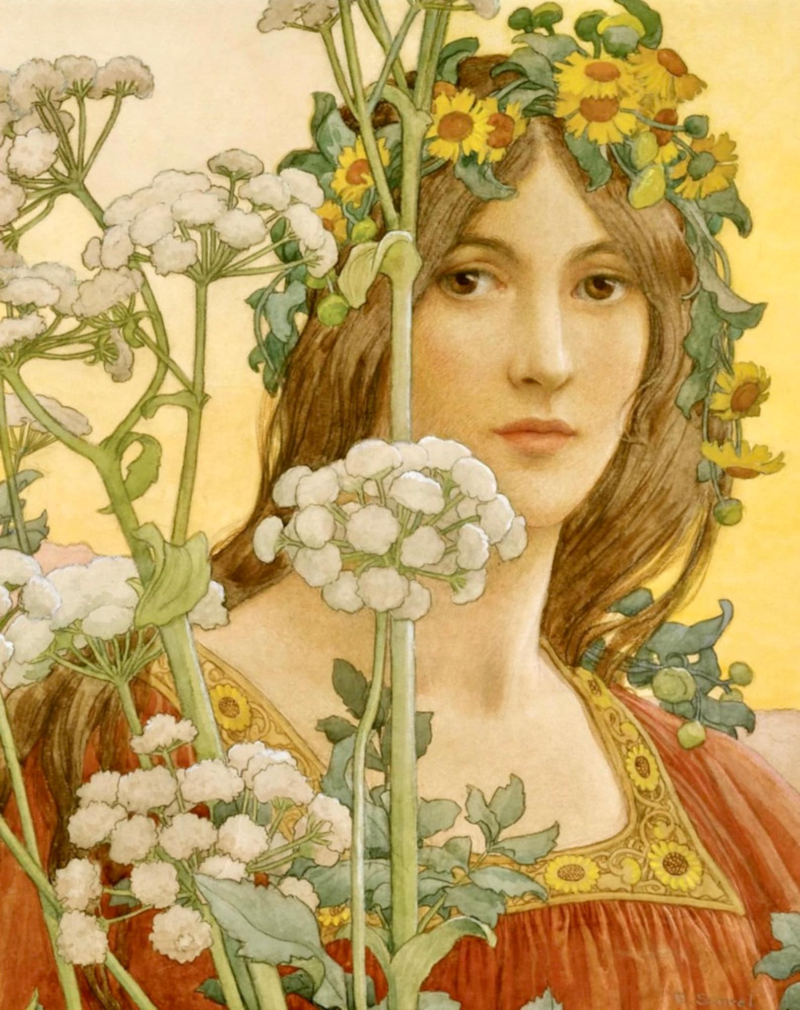 Art Nouveau Élisabeth Sonrel Handmade 40x30mm or 25x18mm | Etsy