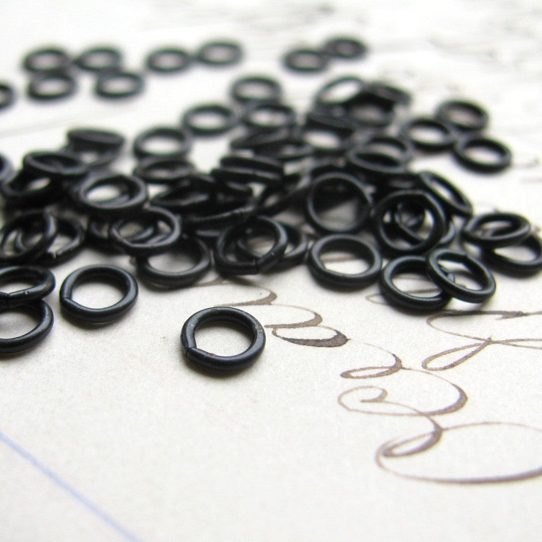 Tiny 4mm Jump Ring Black Antiqued Brass (50 Rings) Aged Oxidized Patina ...