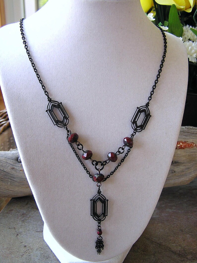 Art Deco Window Link, 12x28mm, Black Antiqued Brass (4 Links) Aged ...