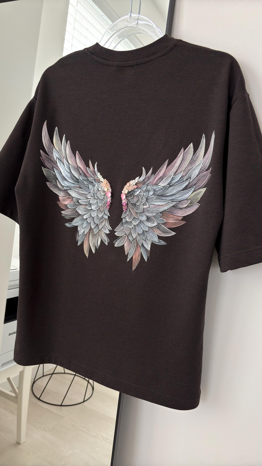 Hand-painted Angel Wings T-shirt – Custom Embroidered Lettering - Etsy