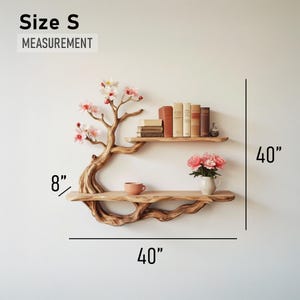 Handcrafted Driftwood Shelf Natural Tree Bookshelf Wall Mount Solid ...