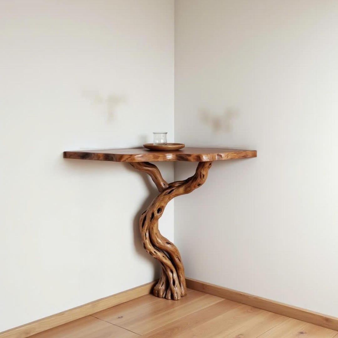 Driftwood Corner Console Table Natural Tree Branch Rustic Table ...