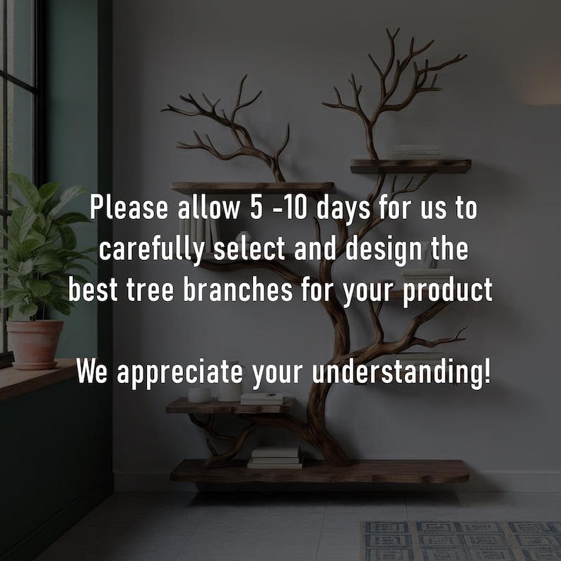 Tree Branch Bookshelf Driftwood Live Edge Floating Shelves on Wall Art ...