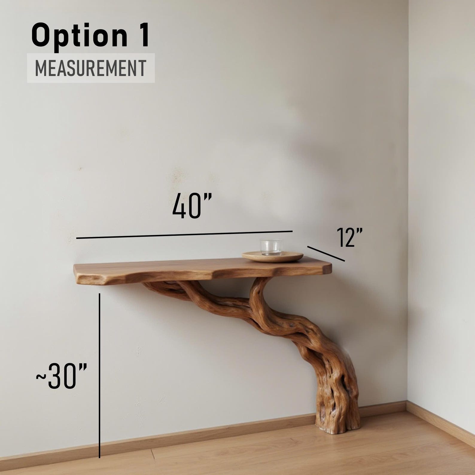 Driftwood Console Table Tree Branch Shelf Handmade Rustic Solid Wood ...
