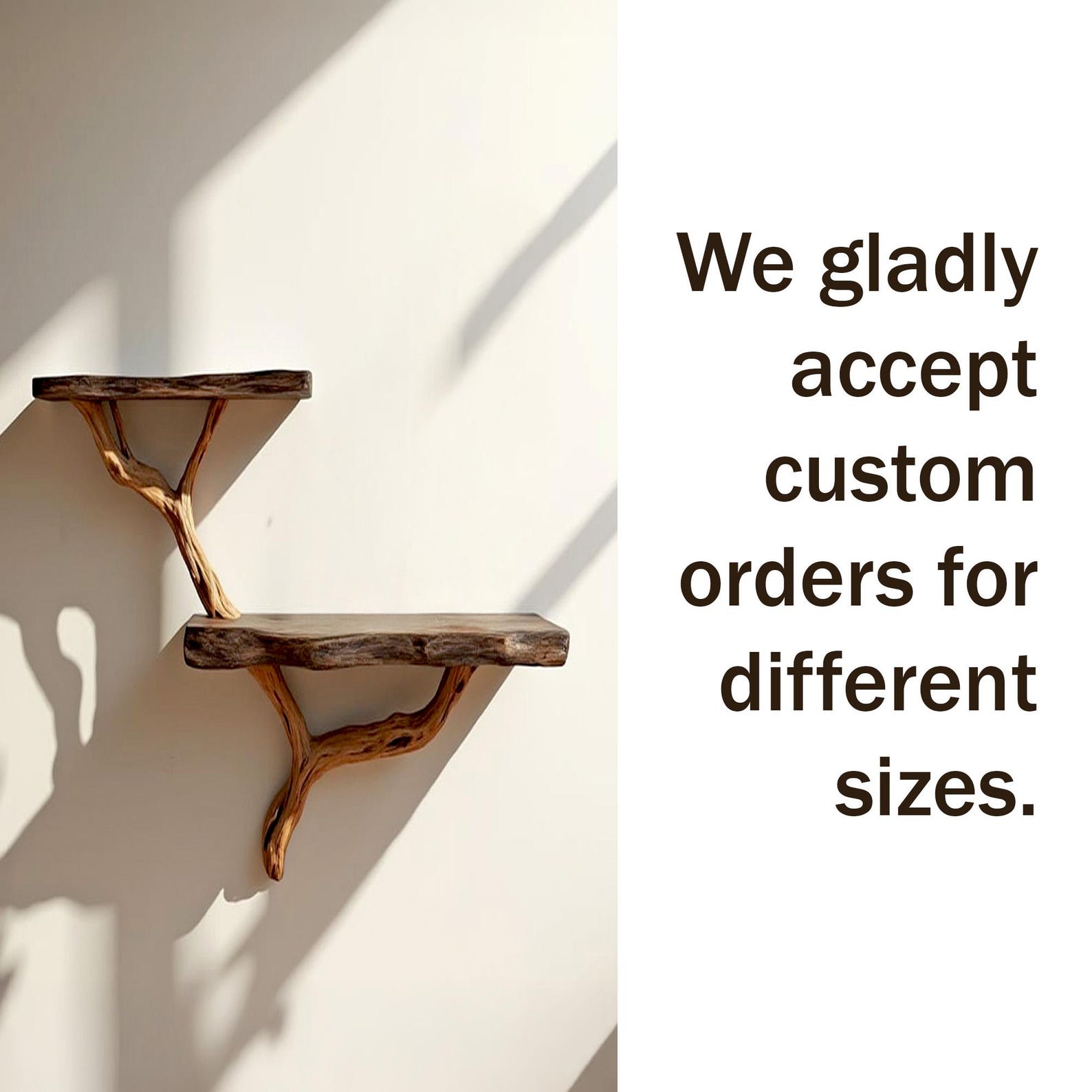 Driftwood Floating Shelf Tree Branch Wall Mount Solid Wood Bookshelf ...