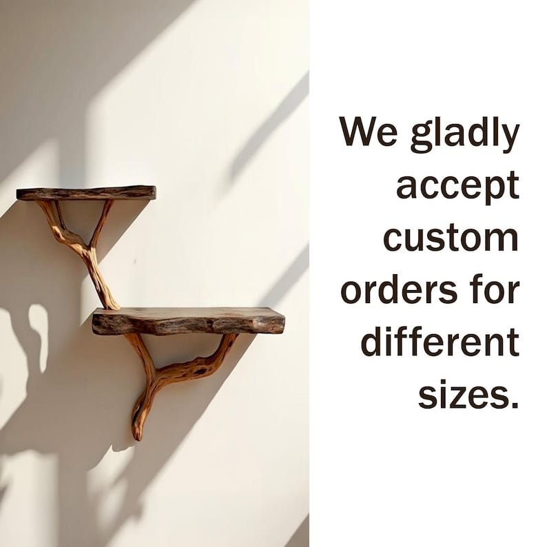 Driftwood Floating Shelf Tree Branch Wall Mount Solid Wood Bookshelf ...