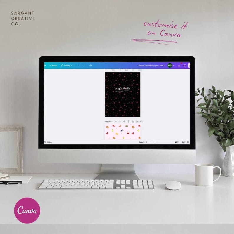 Custom Kindle Wallpaper - Pack 2 | Canva Customisable | Kindle Graphic ...