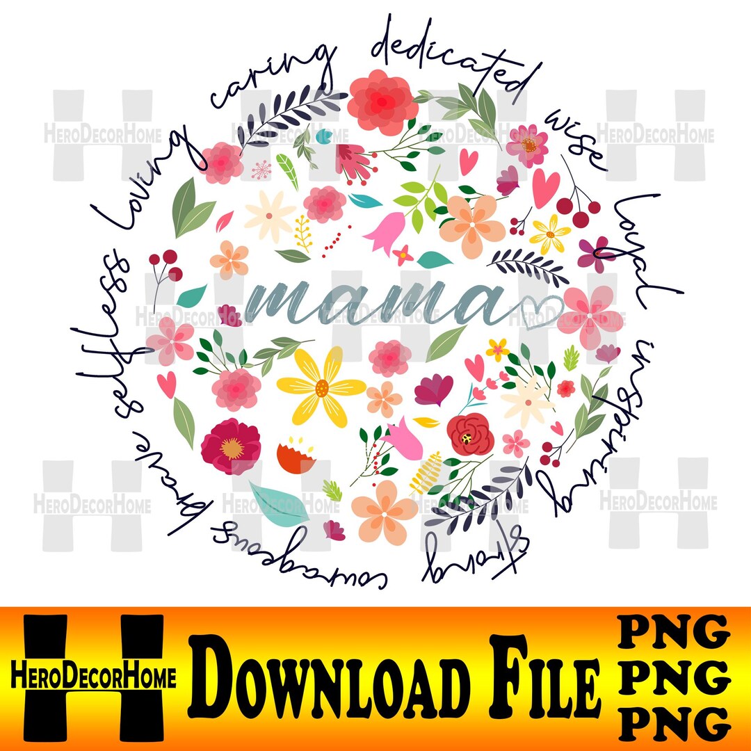 Boho Floral Mama Png, Mom Adjectives Png, She is Mom Png, Mama ...