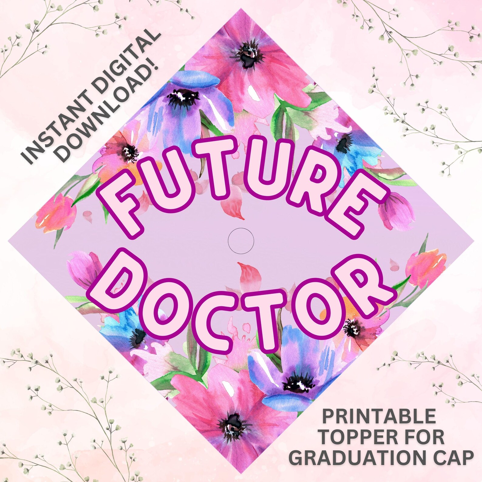 Printable Graduation Cap Topper, Doctor Graduation Cap Topper, MD ...