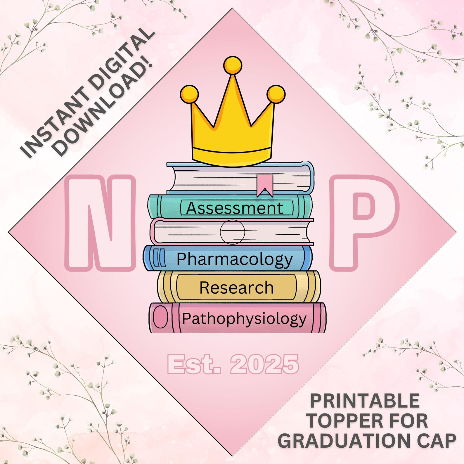 Printable Graduation Cap Topper, DIY Nurse Practitioner Grad Cap ...