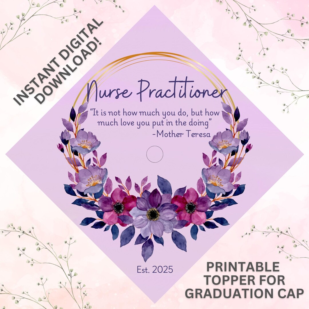 Printable Graduation Cap Topper, DIY Nurse Practitioner Graduation Cap ...