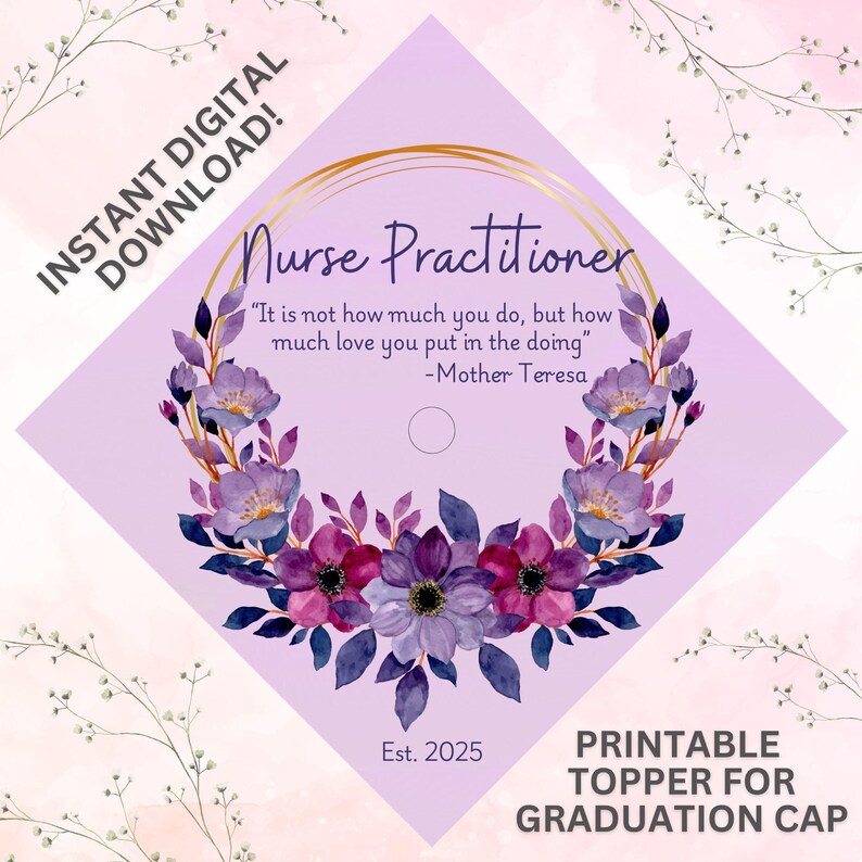 Printable Graduation Cap Topper, DIY Nurse Practitioner Graduation Cap ...