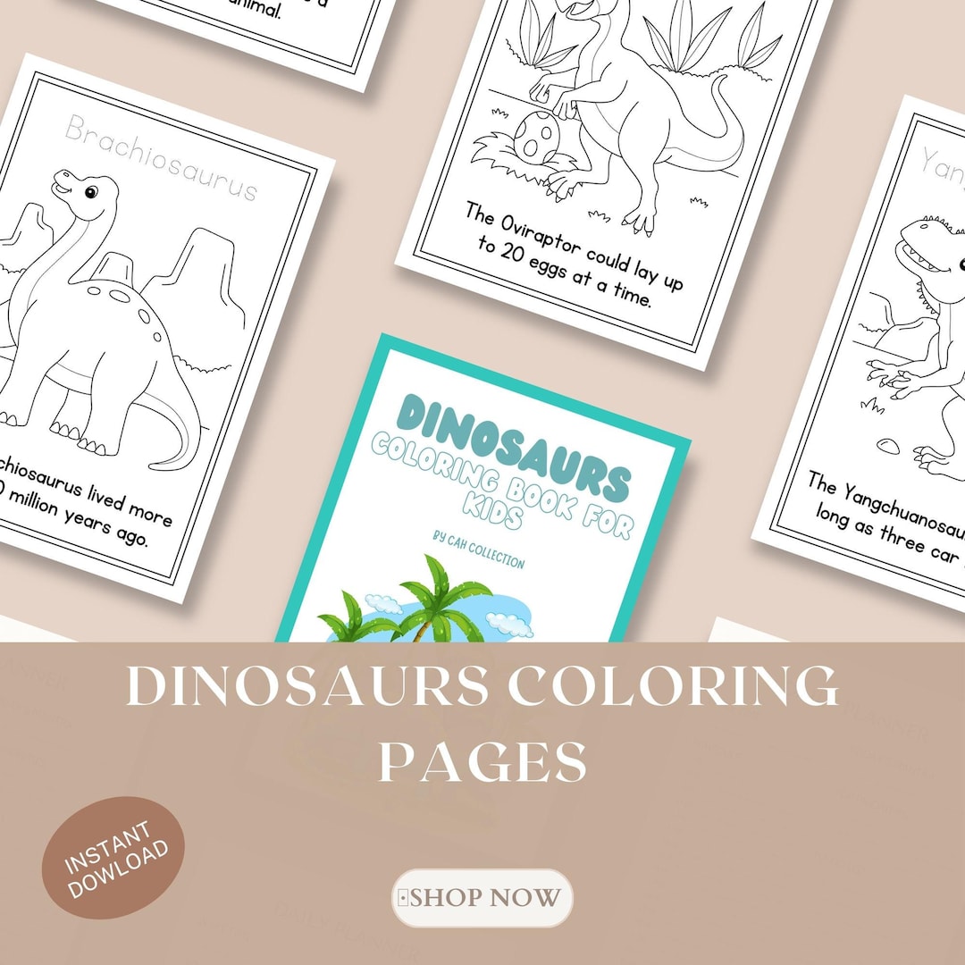 Printable Dinosaur Fun Facts Coloring Worksheets for Kids - Educational ...