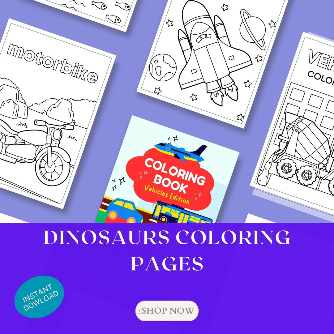 Printable Vehicles & Transport Coloring Book for Kids: Fun Digital ...