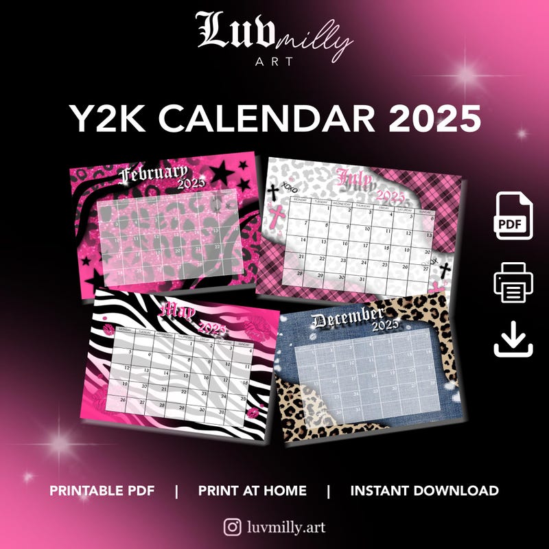 Y2k 2026 Wall Calendar - Etsy