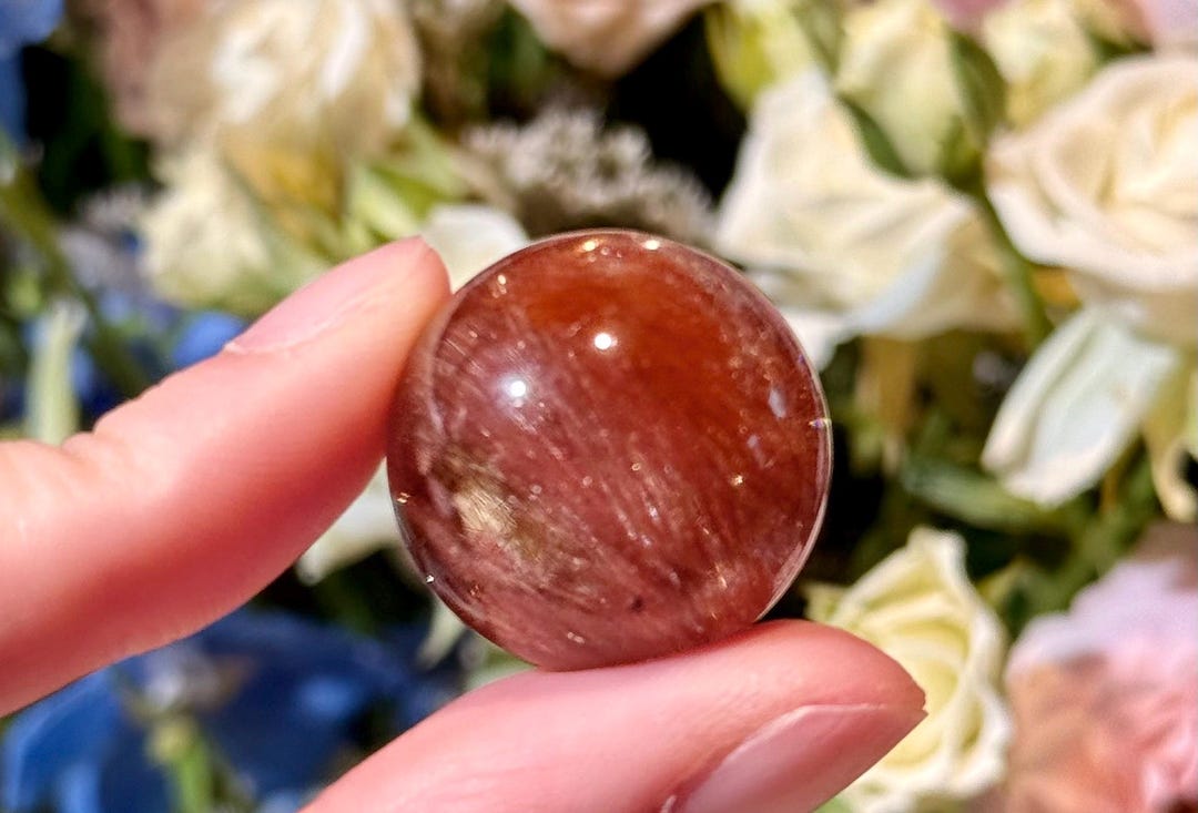 Red Rabbit Hair Quartz Bead (23.8mm): Collectible Rutilated Crystal - Etsy