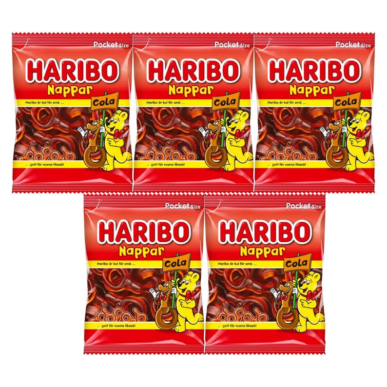 Haribo Nappar Cola Gummies - Swedish Candy Treat (5 X 80g Bags) - Etsy ...
