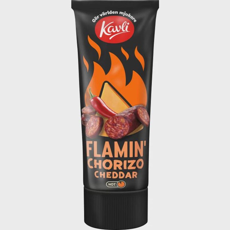 3 X Kavli Flamin’ Chorizo Cheddar 250g – Spicy Soft Cheese Tubes - Etsy