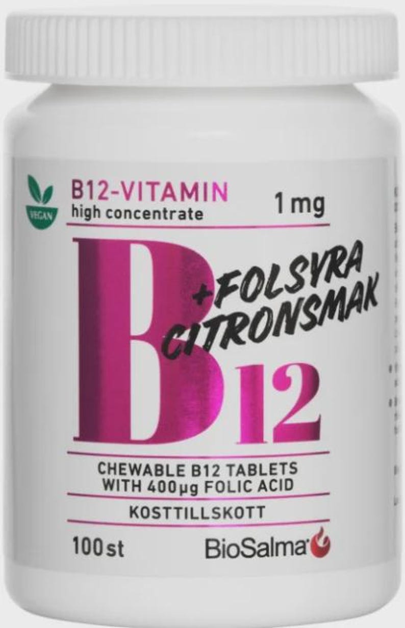 Biosalma B12 1mg + Folic Acid 400µg 100 Chewable Tablets – Lemon - Etsy