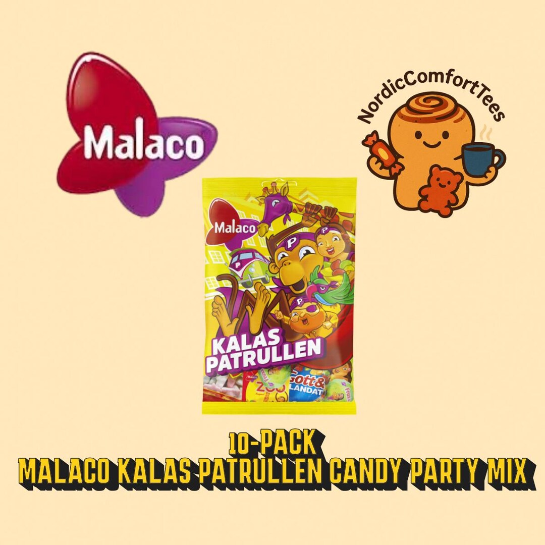 10x Malaco Swedish Candy Party Mix: Classic Gummies & Lollipops (10 × ...