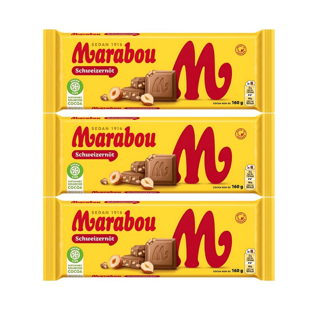3 X Marabou Schweizernöt 160g – Milk Chocolate With Hazelnuts - Etsy
