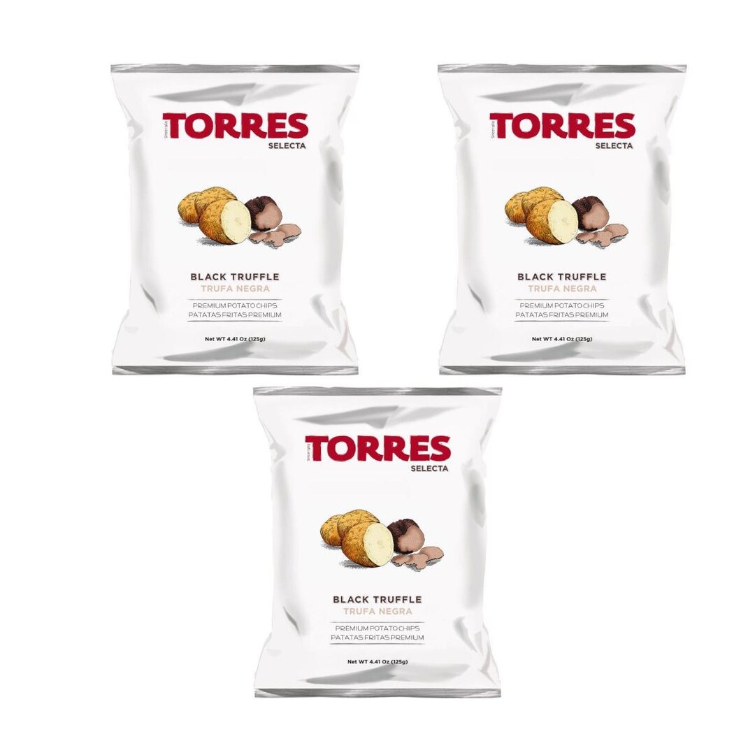 Torres Black Truffle Potato Chips – Spanish Gourmet Snack (3-pack, 125g ...