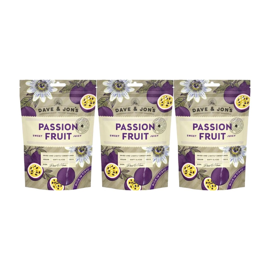 3-pack Dave & Jon’s Passion Fruit 100g – Sweetened Dried Passionsfrukt ...