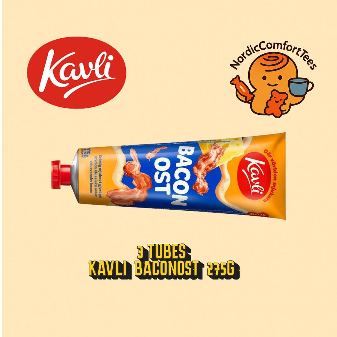 3 X Kavli Baconost 275g – Smoky Bacon Cheese Spread Tubes - Etsy