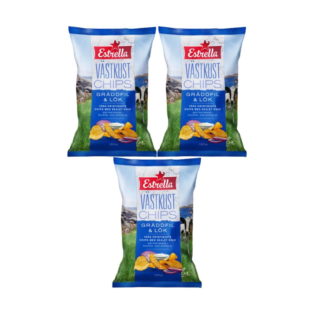 Estrella Västkustchips Sour Cream Onion 3 Pack 180g Swedish Chips - Etsy