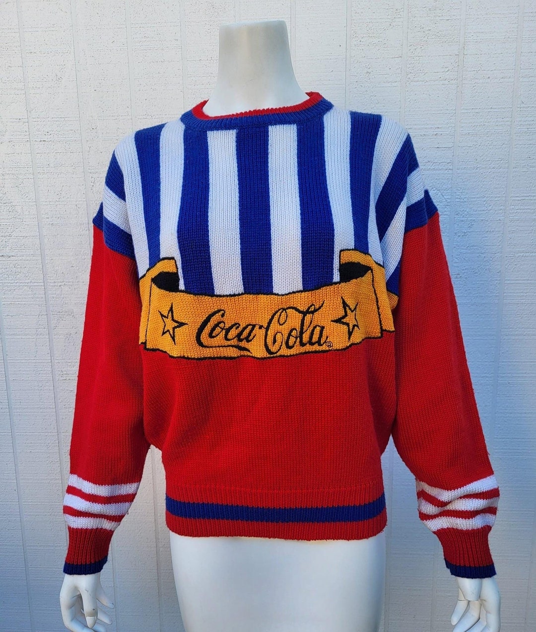 1980s Coca-cola Knit Pullover Sweater - Etsy