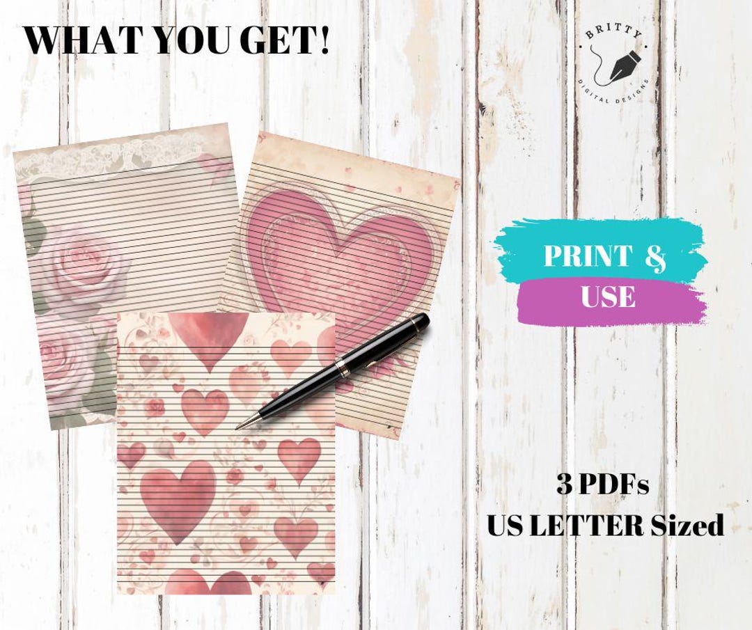 Vintage Valentines Day Stationery Kit, Valentines Day, Vintage ...