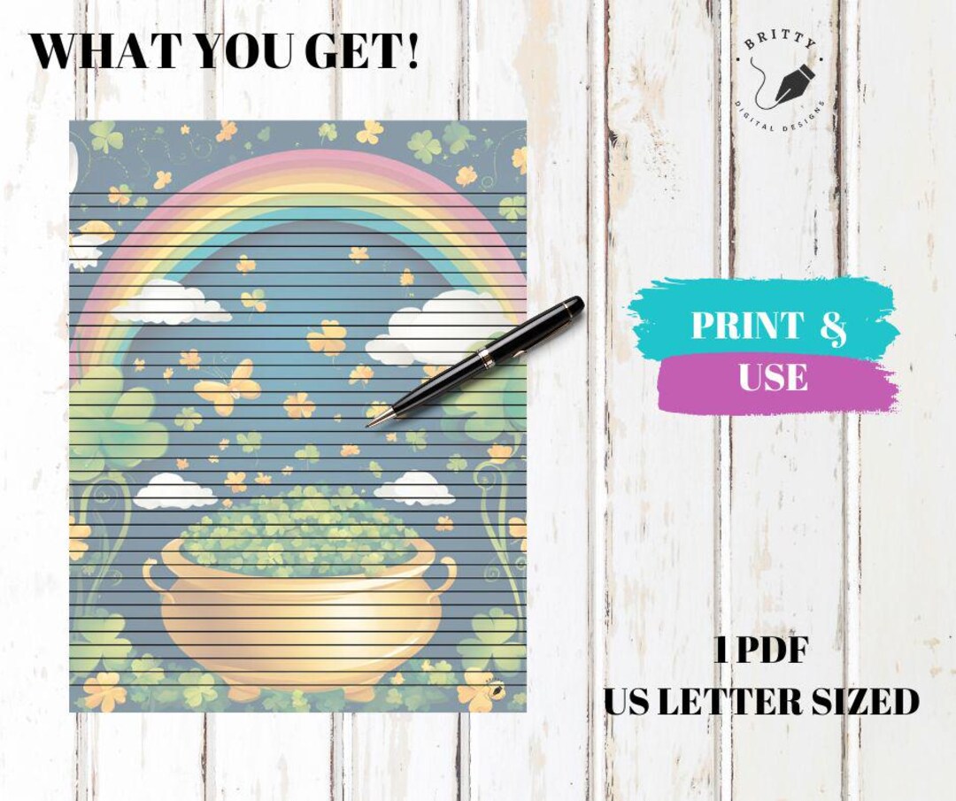 St Patrick's Day Stationery, Pot of Gold, Rainbow, Rainbow Stationery ...