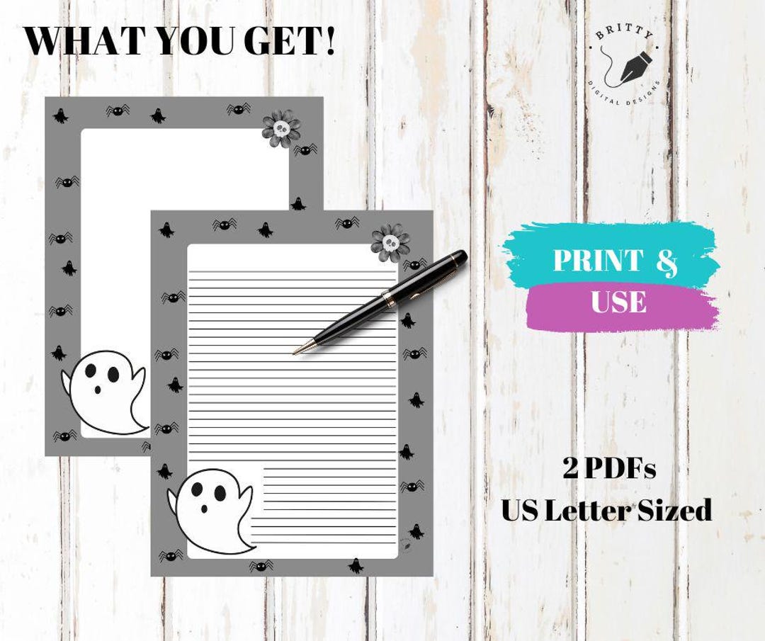 Spooky Stationery, Stationery Kit, Lined Stationery Paper, Bat ...