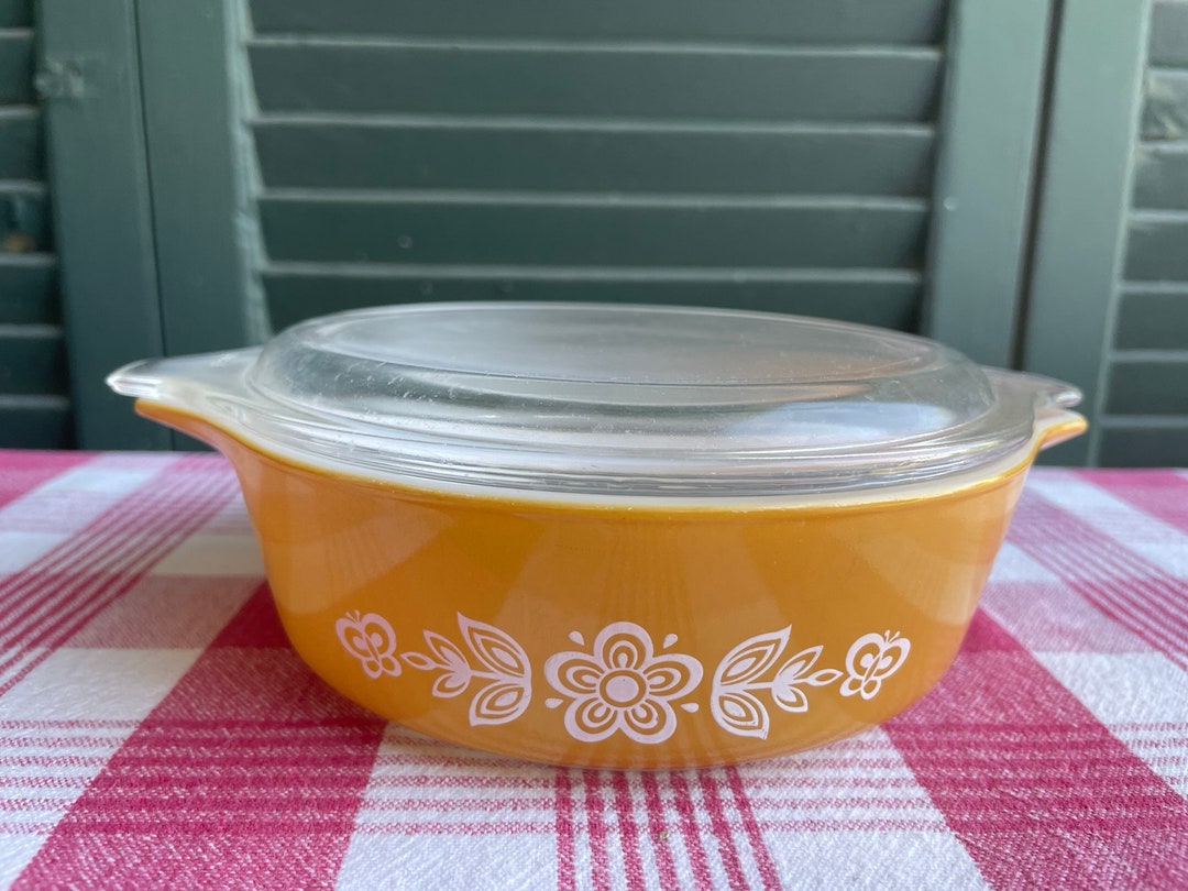 Pyrex Butterfly Gold 1 Pint Covered Casserole Dish 471 - Etsy