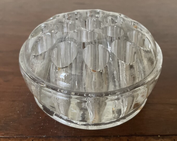 Vintage Round Clear Glass Flower Frog, Flower Holder - Etsy