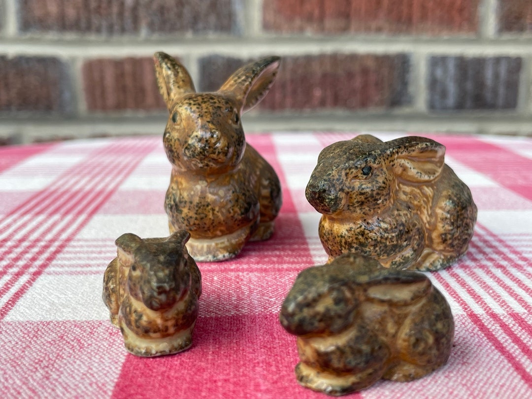 Bunny Rabbits, Stoneware or Ceramic Rabbits, Family of Four Vintage ...