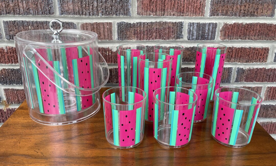 Vintage Watermelon Ice Bucket Set, Acrylic Drinkware, Patio Decor - Etsy