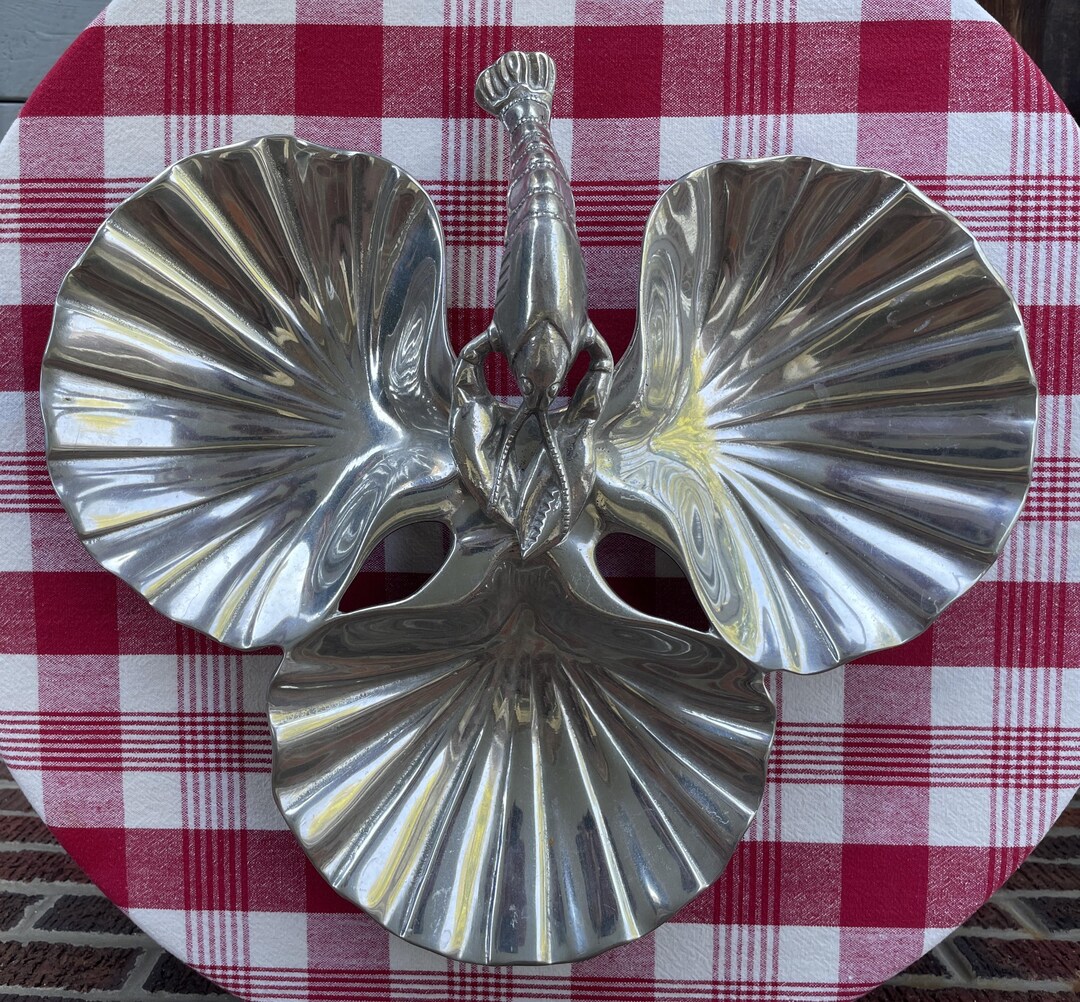 Wilton Armetale Three Shell Tray With Lobster Handle, Designed by Bruce ...