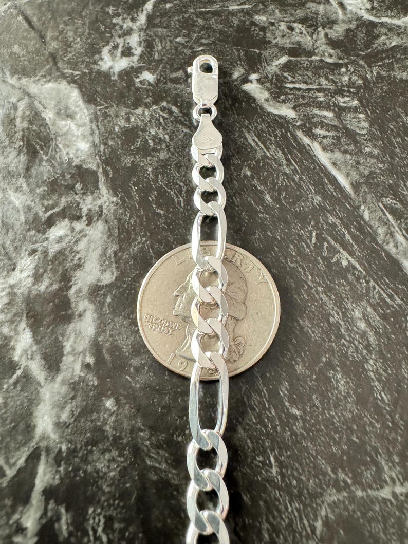 925 Sterling Silver Solid Figaro Chain, Italian Bracelet or Necklace ...