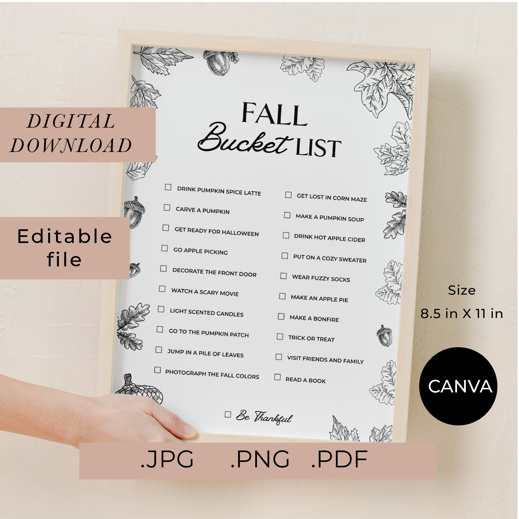 Fall Activity Fall Bucket List Printable Autumn List Fall Editable ...
