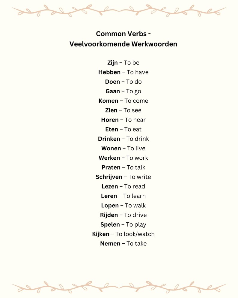 Learn Dutch Vocabulary: 2000 Common Words & Phrases (PDF Download) - Etsy