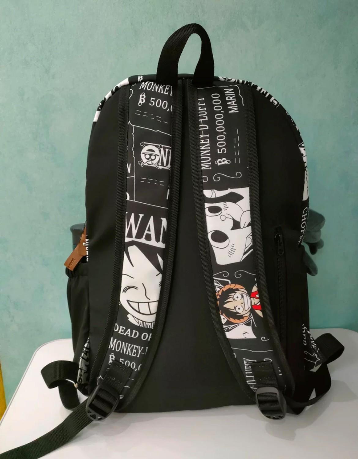 One Piece Luffy Backpack, Anime School Bag, Wanted Poster Print, Large ...