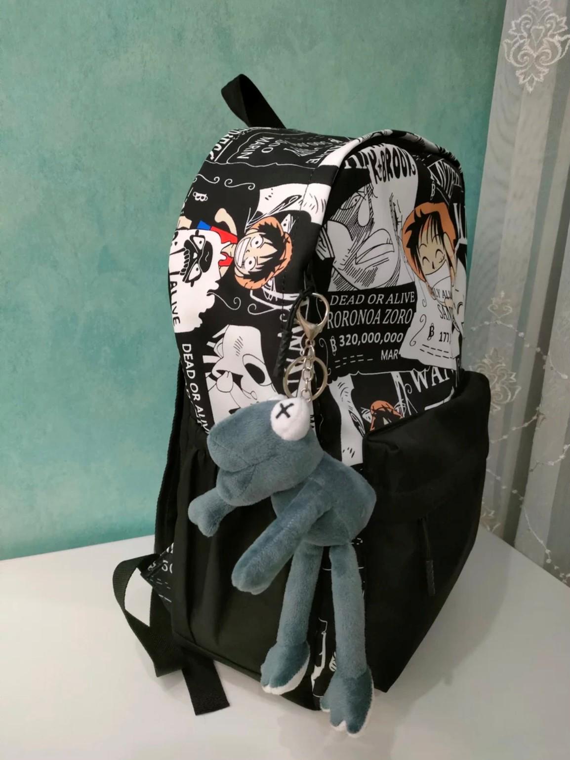 One Piece Luffy Backpack, Anime School Bag, Wanted Poster Print, Large ...