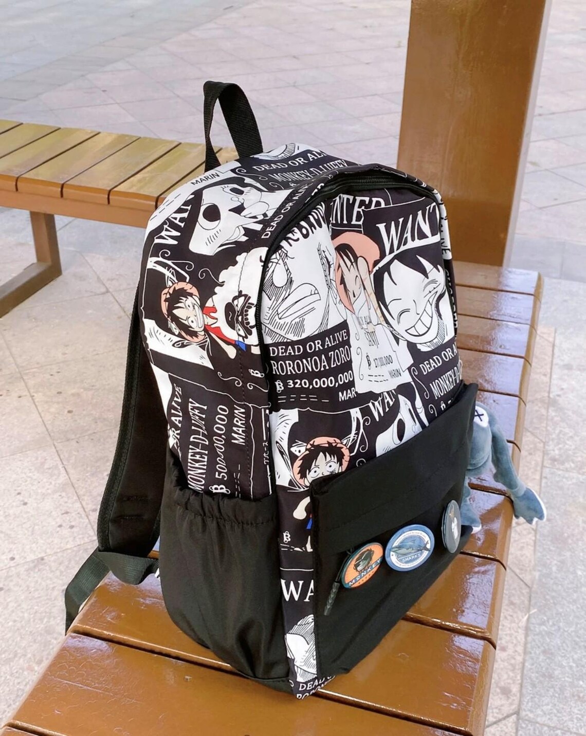 One Piece Luffy Backpack, Anime School Bag, Wanted Poster Print, Large ...