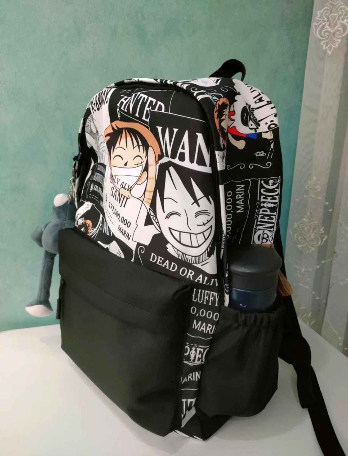 One Piece Luffy Backpack, Anime School Bag, Wanted Poster Print, Large ...