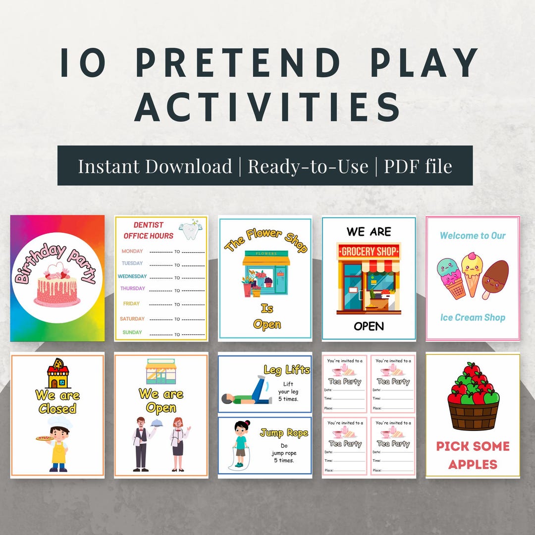 10 Pretend Play Printable Bundle, Pretend Play Games for Kids ...