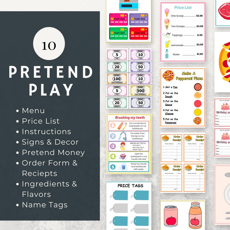 10 Pretend Play Printable Bundle, Pretend Play Games for Kids ...