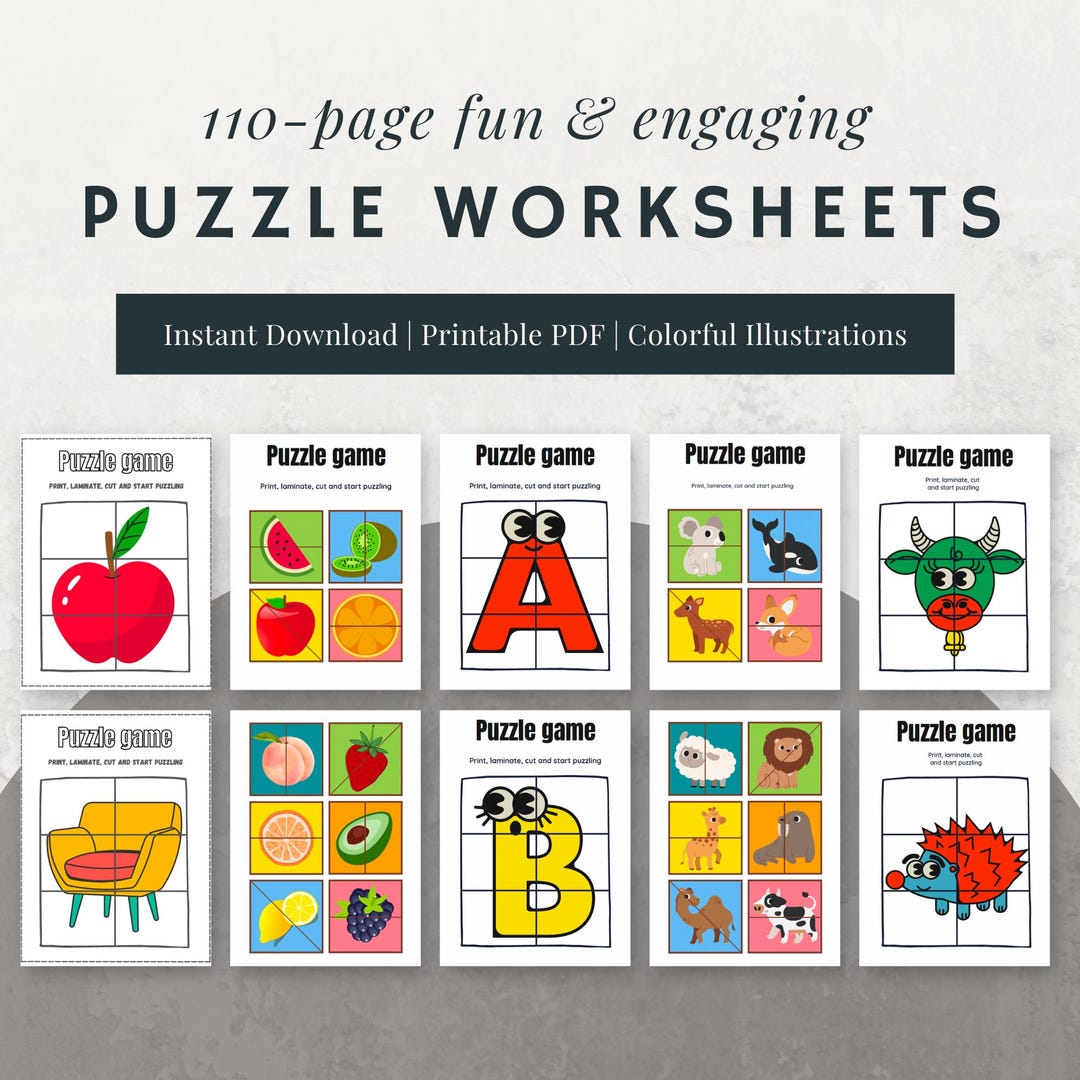 Puzzle Games Activity Worksheet for Kids, Instant Download, Printable ...