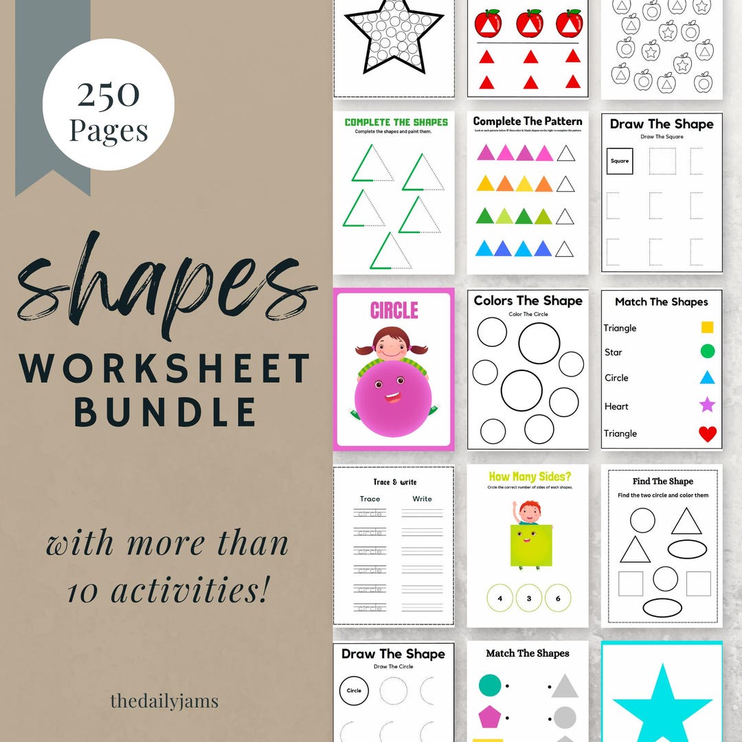 Shapes Worksheet Bundle | Preschool & Kindergarten | Shapes | Learning ...